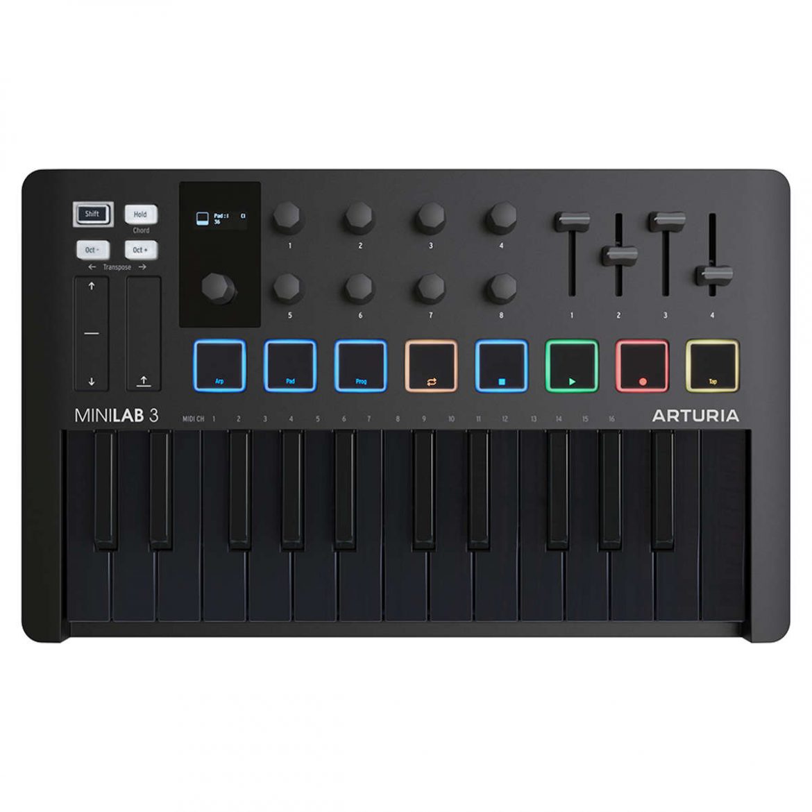 Arturia Minilab 3 Deep Black - Controlador MIDI USB Portable de 25 Teclas