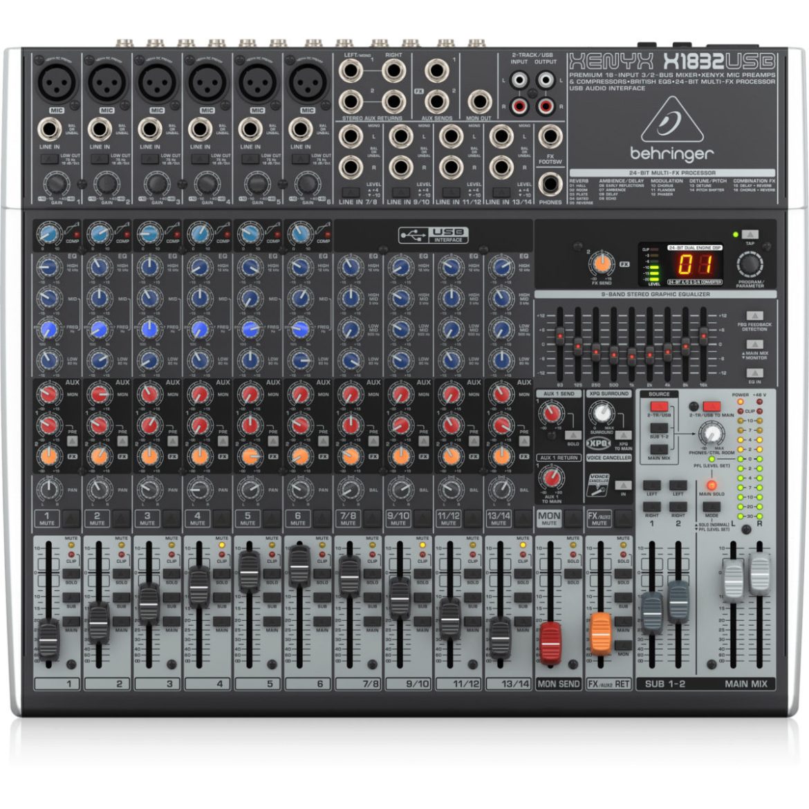 Behringer Xenyx X1832USB - Mixer Analógo con Interfaz USB FX y EQ