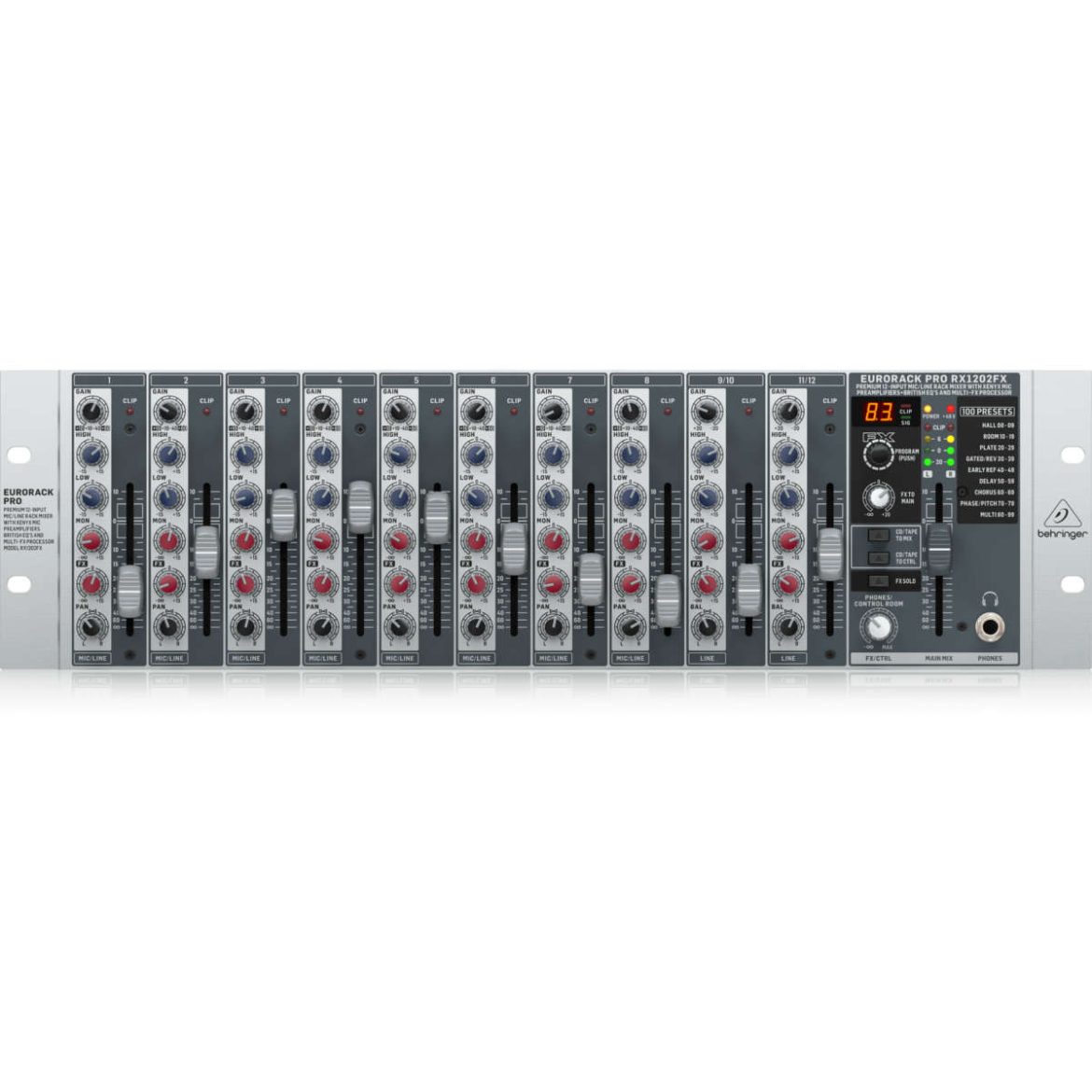 Behringer Eurorack Pro RX1202FX V2 - Mixer Analógo 12 Canales con FX